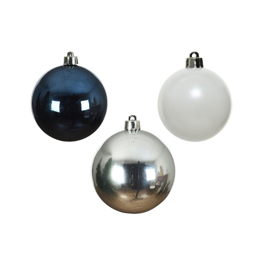 Shatterproof Bauble Mix - Blue/White/Silver - 10 Pack | Mahoney's ...